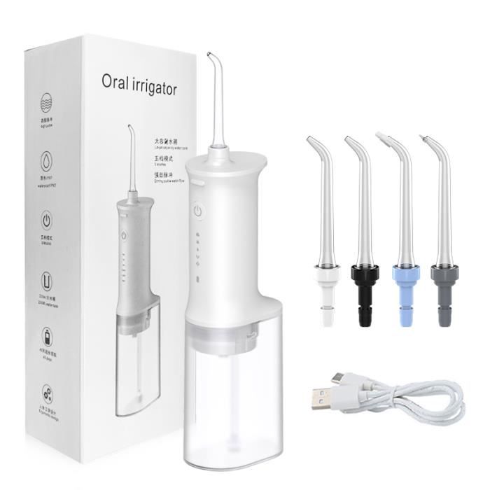 Set 1 avec 4 buses Irrigateur buccal Portable, Jet d'eau pour les dents ...