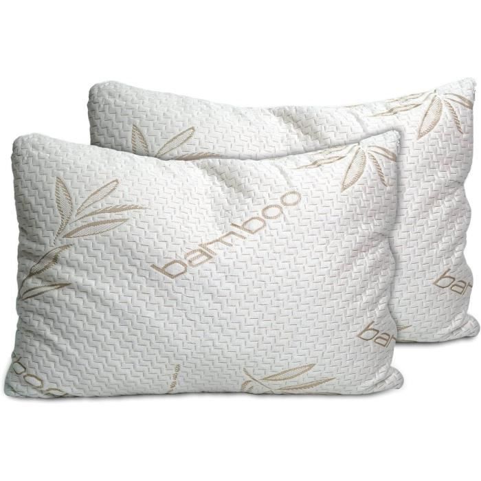 Sleepsia Oreiller en bambou Kingsize 40 x 80 cm (pack de 2) avec mousse ...