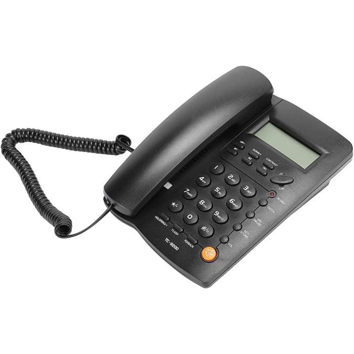 Téléphone Fixe - Téléphone [339] - Mains Libres - Identification de L'appelant - Noir ...