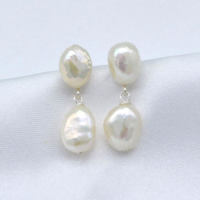 Boucles dOreilles en Perles dEau Douce Naturelles Roses Pendentif ...
