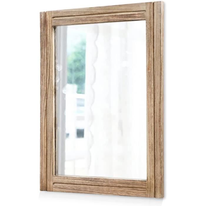Grand Miroir Mural Rustique Rectangulaire Avec Cadre En Bois 65X45Cm ...