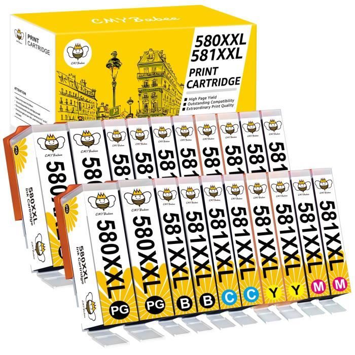 CMYBABEE 20 Cartouches d'encre Compatible pour Canon PGI-580xxl CLI ...