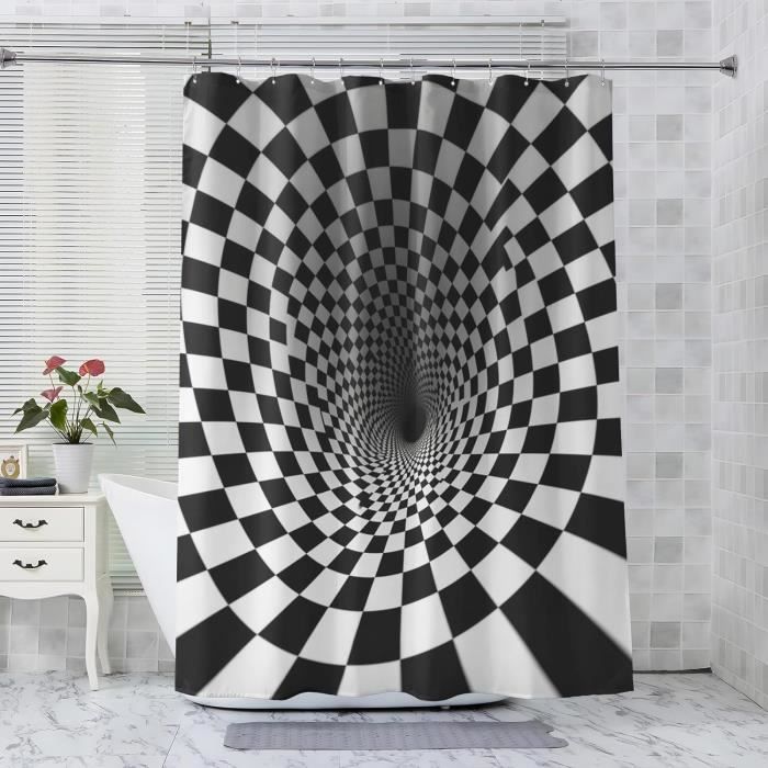 Rideau Douche Noir Et Blanc Rideau De Douche 90X200 Illusion ...