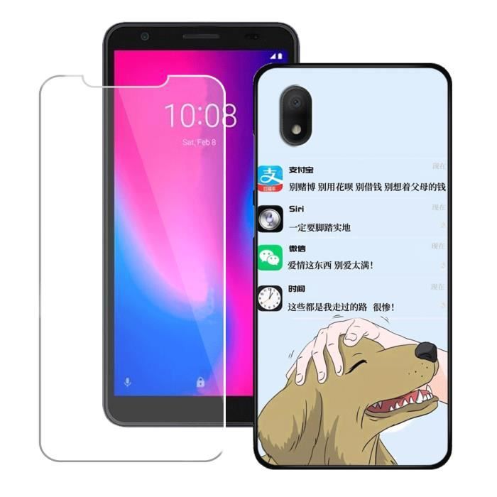 FZ Coque pour Alcatel 1B 2020 (5,5") + Verre trempé, Silicone Cover TPU ...