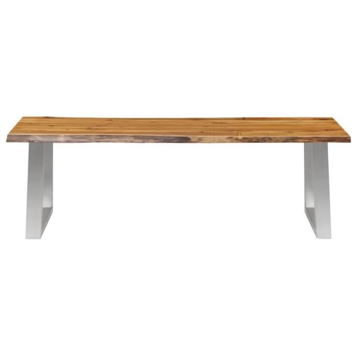 Banc 140 cm Bois d'acacia massif et acier inoxydable -PAT HILILAND Pois ...