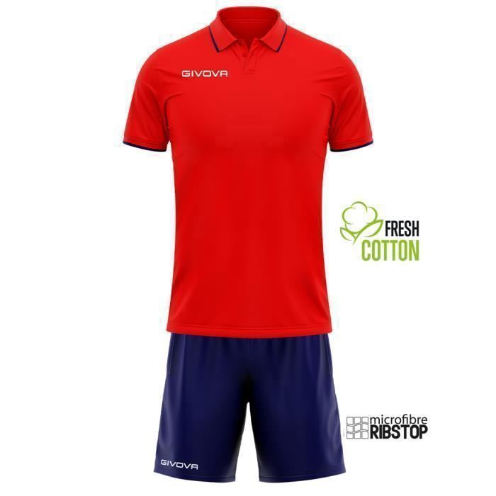 Ensemble polo et short enfant Givova Street - red/navy blue - 4XS ...