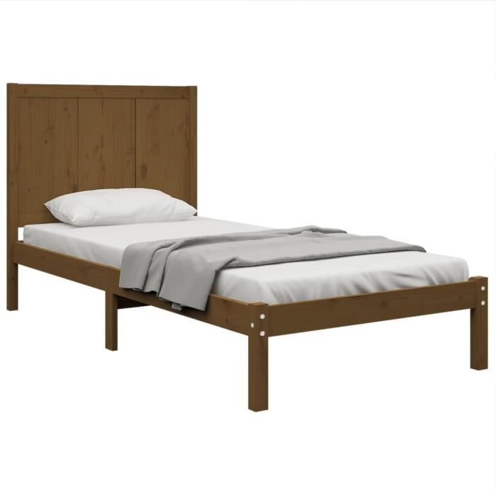 Lit Simple | 1 Place 90 x 190 cm, Cadre de Lit en Bois avec Sommier à ...