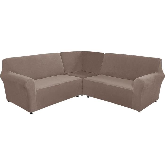 Housse De Canapé Extensible En Velours Pour Canapé D'Angle 7 Places ...