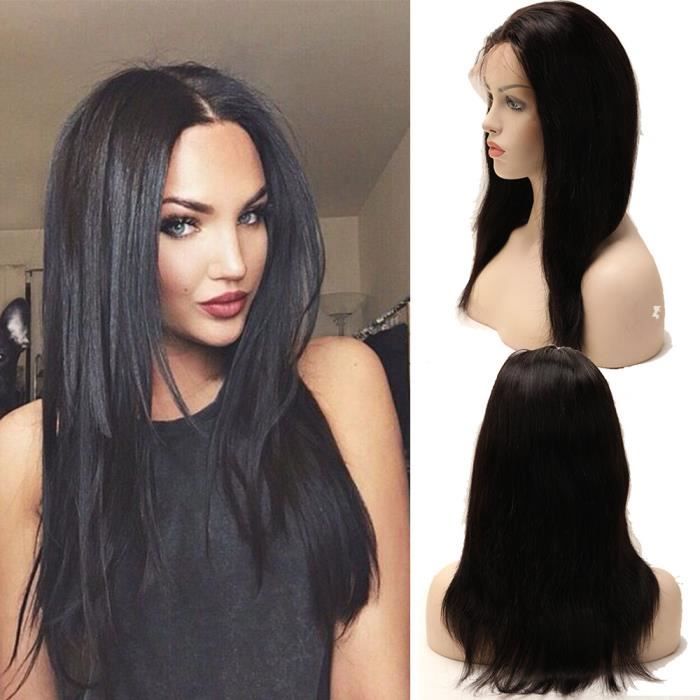 14" Perruque Bresilienne Cheveux Humains Naturels Perruque Femme Raide ...