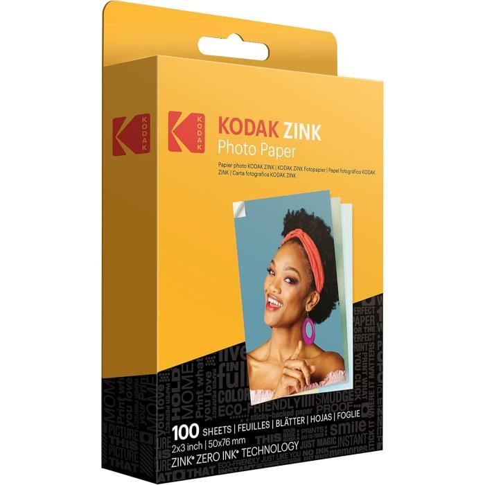 Kodak Papier Photo Zink Premium 2x3 Pouces (100 Feuilles) Compatible ...