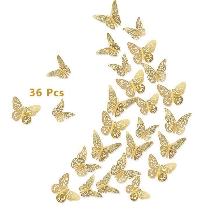 36 pièces Papillon s Muraux - 3D Papillons Décor pour Mur Amovible s ...