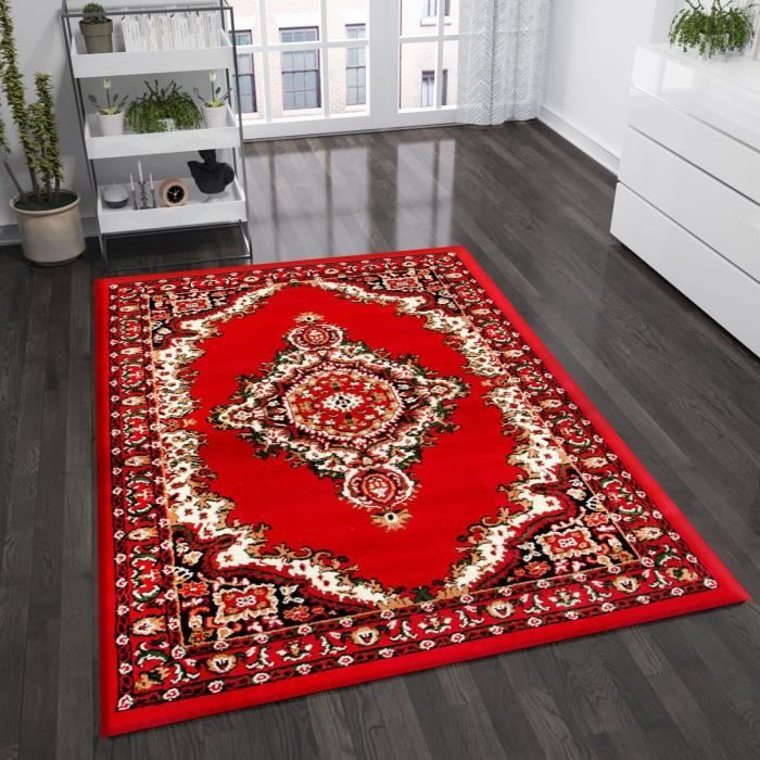 Tapis orient rouge red - VIMODA - 60x110 cm - Synthétique - Oriental ...