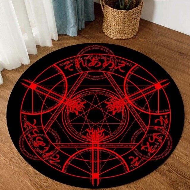 TAPIS,4-120cm x120cm--Symbole occulte Tapis Rond Personnalisé Tapis ...