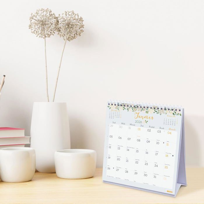 Calendrier de bureau 2026 1 mois par page janvier à décembre ...