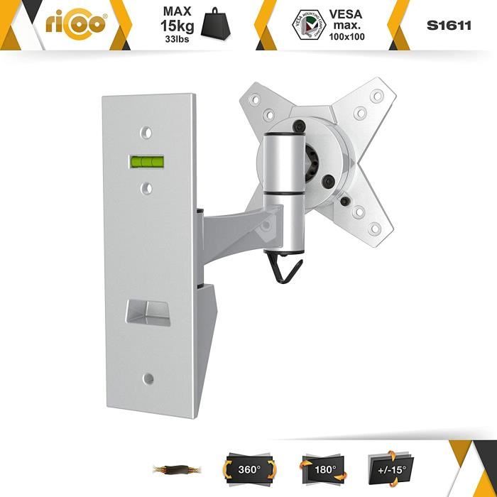 S1611 Support Mural écran PC Orientable Inclinable Universel 15-30" (38 ...