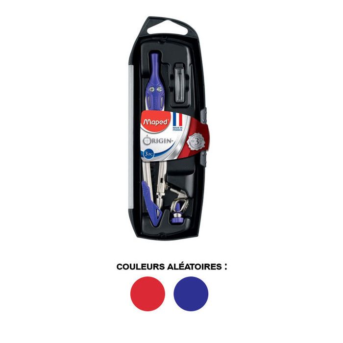 Compas - MAPED - Boîte à compas origin - 3 pièces - Couleurs assorties ...