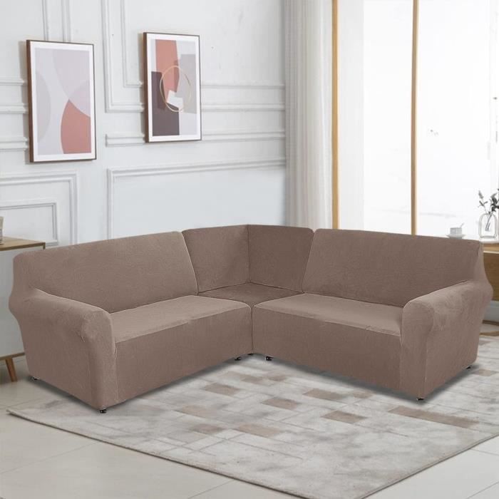 Housse De Canapé Extensible En Velours Pour Canapé D'Angle 7 Places ...