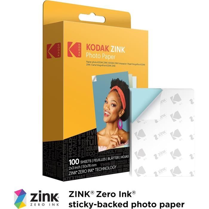 Kodak Papier Photo Zink Premium 2x3 Pouces (100 Feuilles) Compatible ...