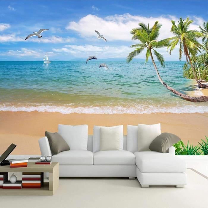 Fond D'Écran 3D Mural Blue Ocean Landscape Papier Peint Intissé ...
