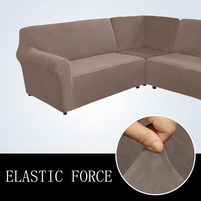 Housse De Canapé Extensible En Velours Pour Canapé D'Angle 7 Places ...