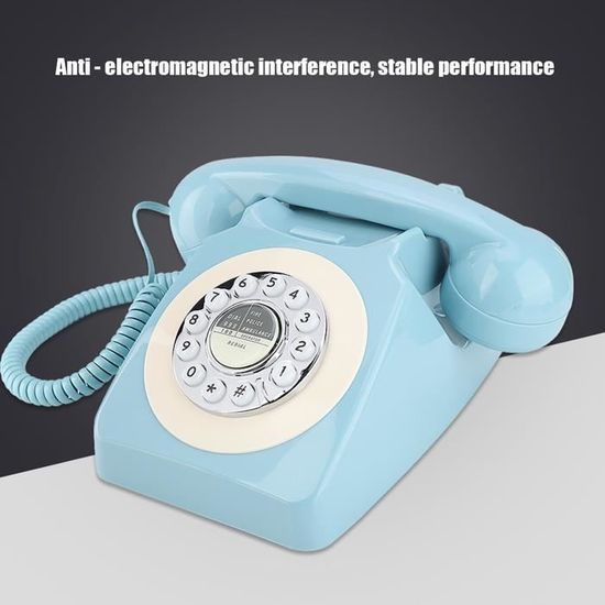Fdit téléphone fixe Téléphone à Cadran Rotatif, Téléphones Fixes Bleu ...