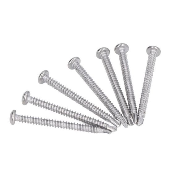 Zerone Ensemble de vis autoperceuses 50 pièces vis auto-perceuse tête ronde 410 attaches en ...