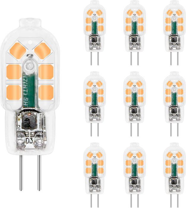 Ampoule LED G4 2W 12V Blanc Chaud 200LM, équivalent Bi Pin G4 10W-20W ...