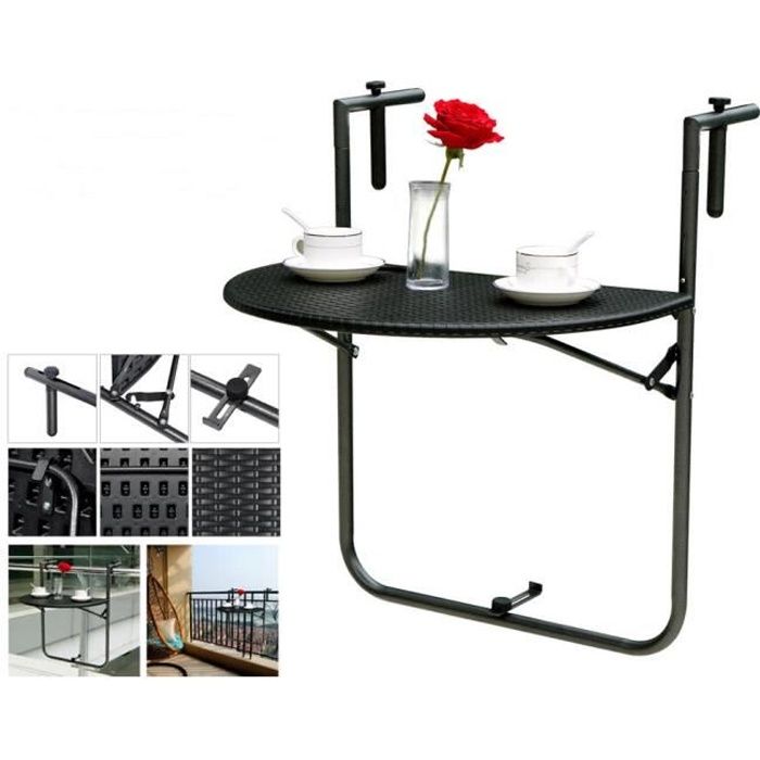 Table de Jardin, Table suspendue pour balcon,Table de Balcon Pliante ...