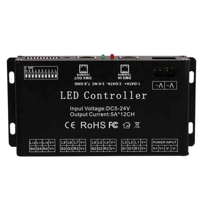 DC5V-24V Module de bande de pilote de décodeur DMX avec contr?leur LED 6 canaux RVB---FAC ...