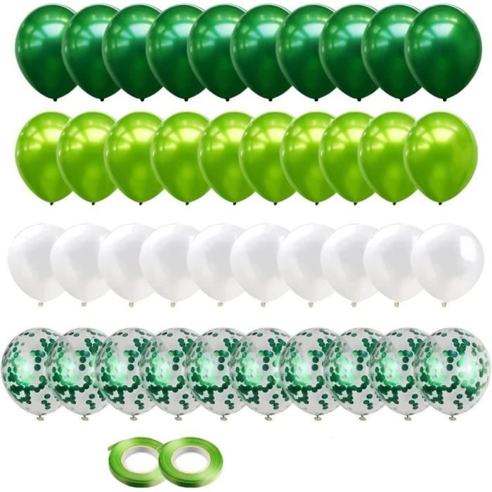 Ballon Vert, 60 Pièces Ballons De Latex Vert Blanc,Ballon Confettis ...