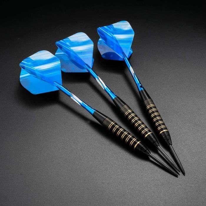 Lot de 3 fléchettes professionnelles en acier noir - 22 g - Avec étui ...