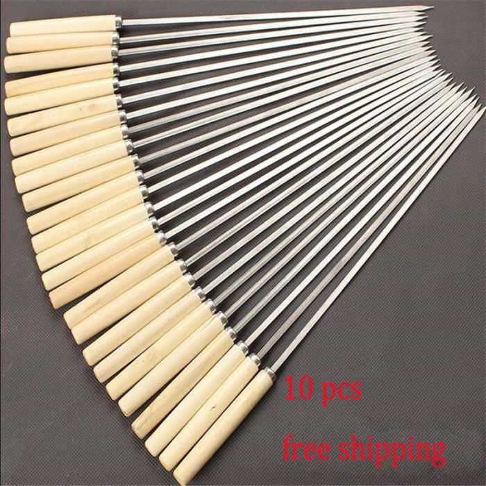 (50 pcs)Bâton de Barbecue Plat avec Manche en Bois, Outil de Grillade ...