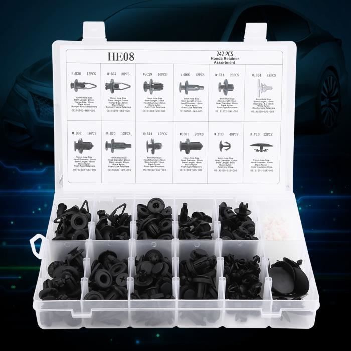 Qiilu 240pcs 12 tailles Clips Agrafe Rivets en Plastique Fixation de ... Qiilu 240pcs 12 tailles Clips Agrafe Rivets en Plastique Fixation de ...
