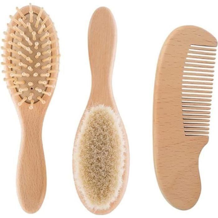 Brosse cheveux bebe Poils de chèvre doux Premium Brosse à bébé Brush ...