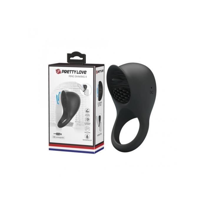 Anneau Pénien - BAILE - Shaking II - Silicone - 12 Modes de Stimulation - Rechargeable USB ...