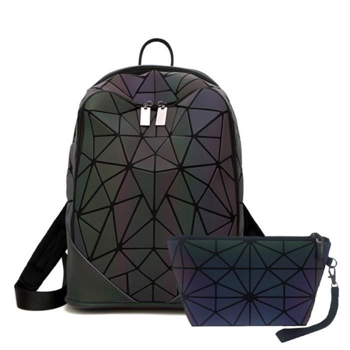 Besace QPS2S 3pcs Set Women Backpack Holographic Luminous Ladies Back ...