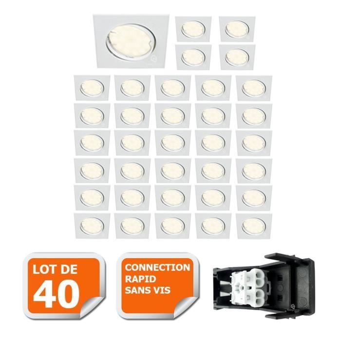 Spot encastrable orientable LED carré GU10 230V équivalent 50W blanc neutre - LAMPESECOENERGIE ...
