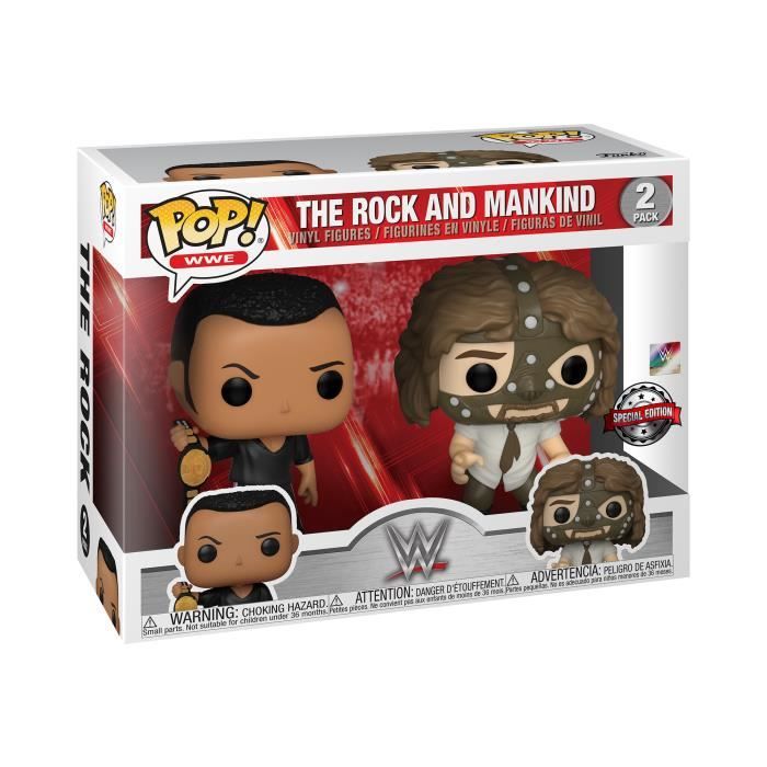 Figurine - FUNKO - 2-Pack: WWE - The Rock et Mankind - Métallique ...
