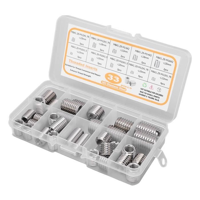 HURRISE inserts de réparation filetés Insert fileté, 33 Pièces, Insert ...