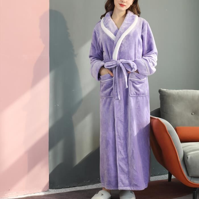 Peignoir Femmes,PROCHOSEN Robe de Chambre épais en Flanelle Peignoirs de Nuit Longue Peignoir de ...