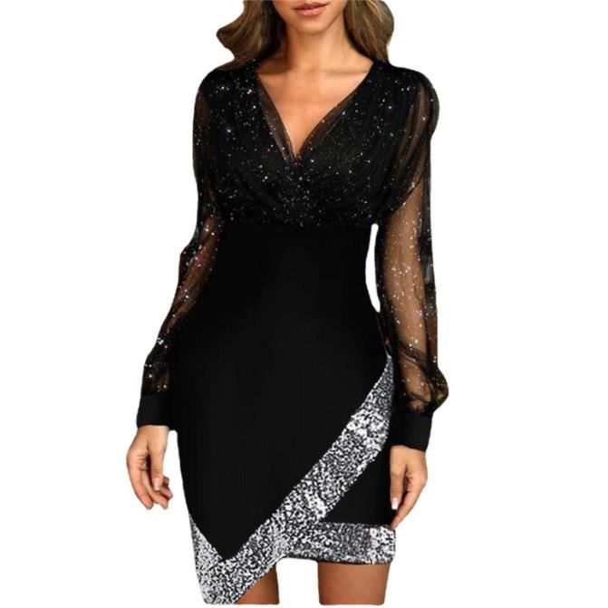 Robe Tunique Femme - Dentelle Élégante - Soirée Cocktail - Col V ...