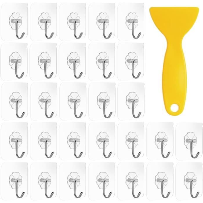 30 Pièces Crochet Adhesif Mural,Accroche Tableau Sans Percer,Crochet ...