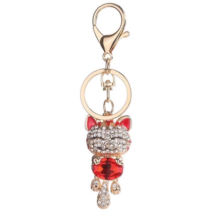PORTE-CLES - ETUI A CLE,B Red--Porte clés chat sourire chanceux 5 couleurs, llaveros cristal ...