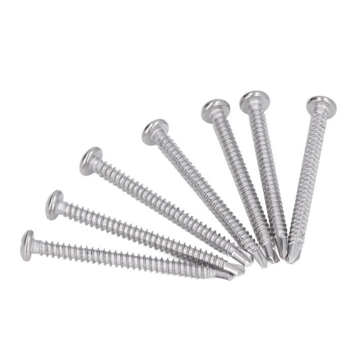 Zerone Ensemble de vis autoperceuses 50 pièces vis auto-perceuse tête ronde 410 attaches en ...