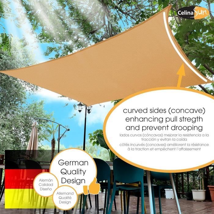 Voile d'ombrage Pare-Soleil Jardin Balcon Polyéthylène HDPE Respirant ...