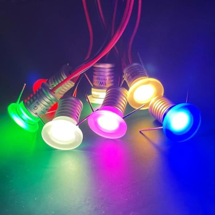 Lot de 9 mini spots LED encastrables - 1 W - En aluminium - 12 V - 1 W ...