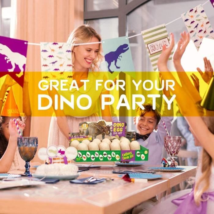 Jouet - Dino Egg Dig Kit - 12 œufs - Outils inclus - Pour enfants 6-9 ...