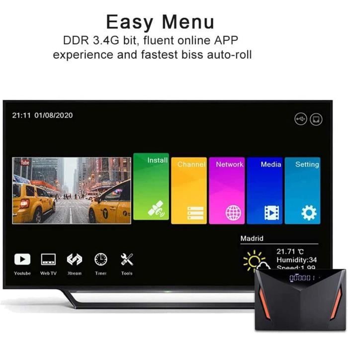 SCOCCA DVB S2-S2X-T2-câble ATSC-C An oid TV Box 4k décodeur numérique ...