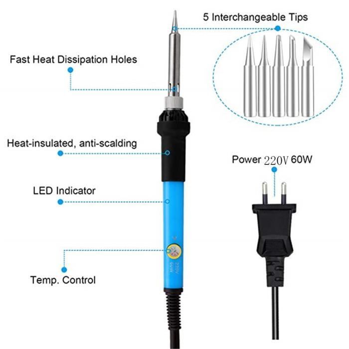Fer à souder Kit complet Irons soudure électronique Outil 60W Température réglable module 389 ...