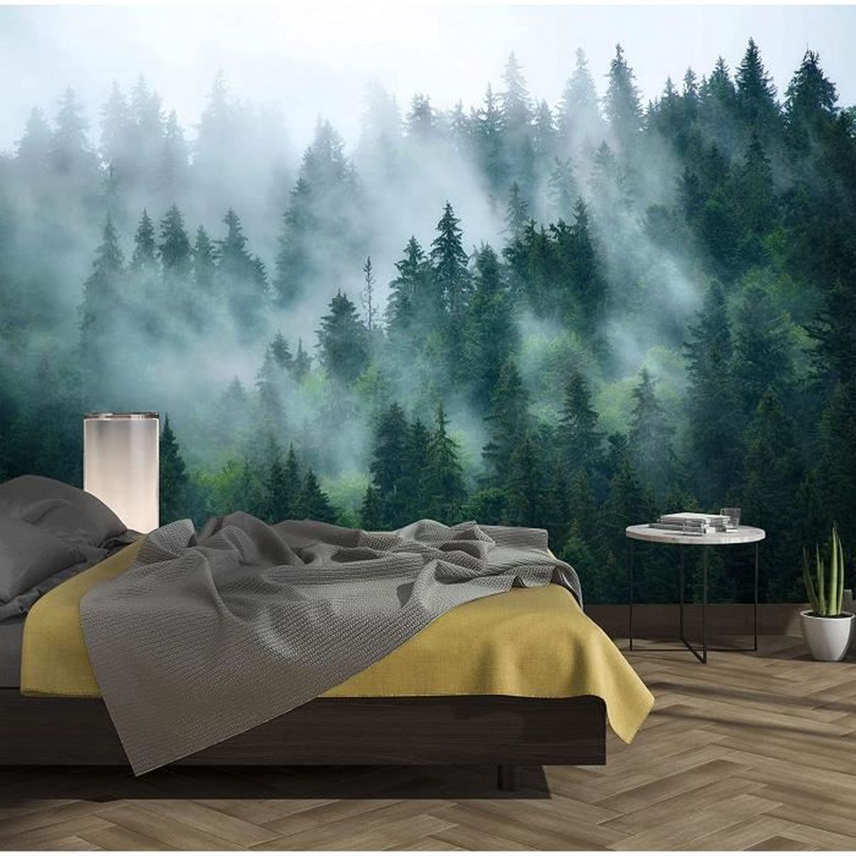 Papier Peint Forêt 3D 350x256cm Photo Mural Bois Arbres lumière du ...